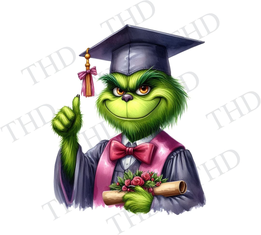 Graduation Grinch Clipart / PNG Image - Etsy Australia