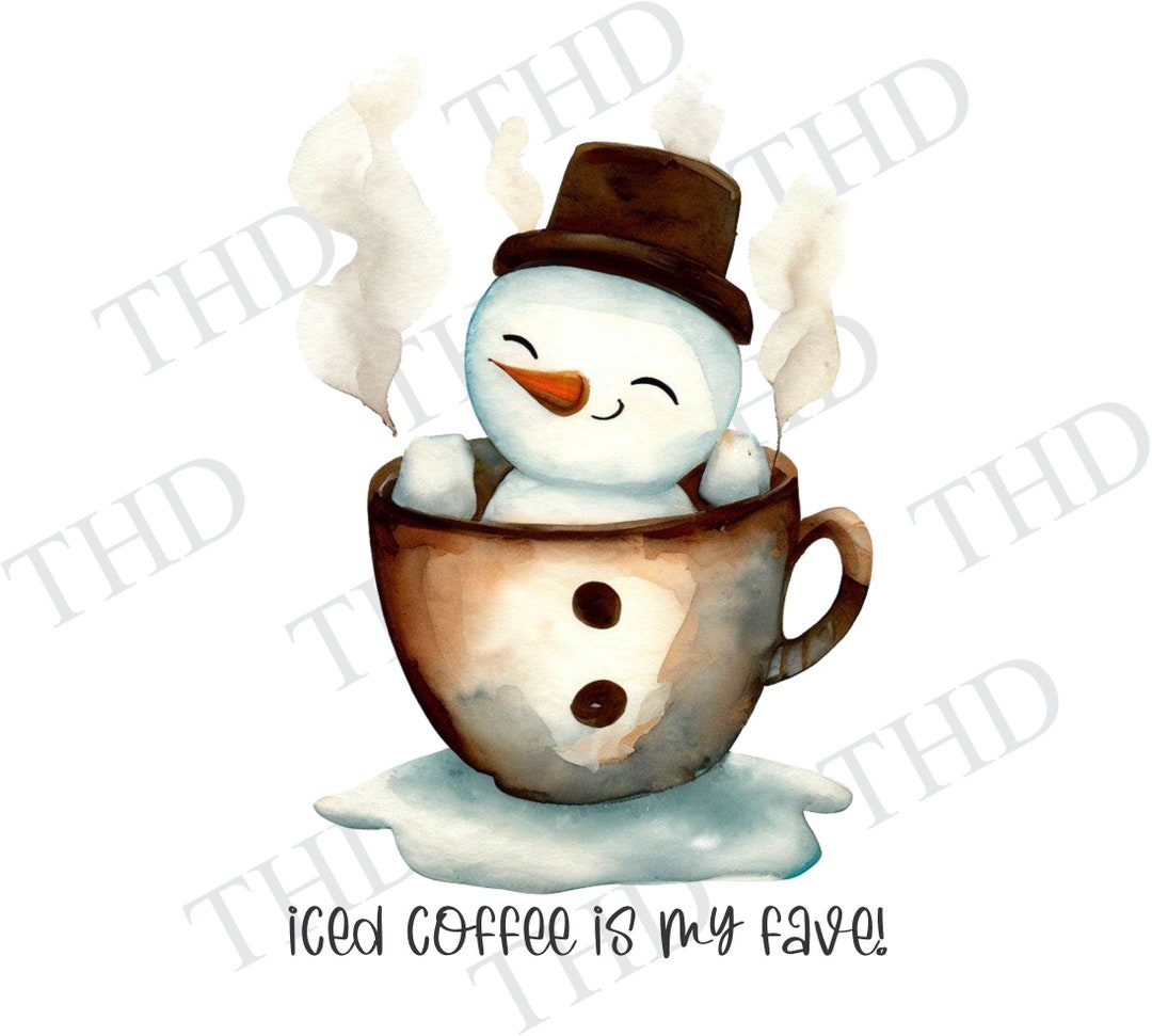 Snowman in A Coffee Mug, Iced Coffee Winter Beverage, Holidays ...