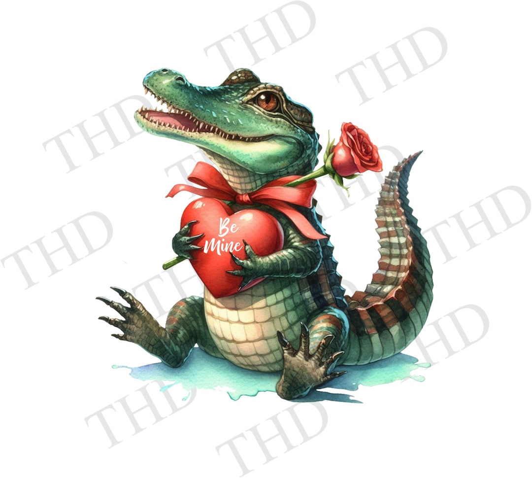Funny Valentine Gator PNG, Clipart for Sublimation/heat Press/graphic ...