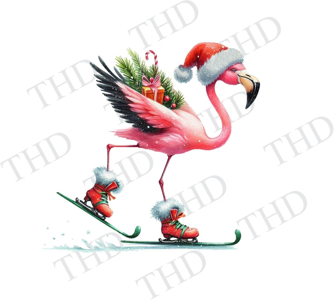 Christmas Flamingo Clipart: JPG/PNG Digital Download - Etsy