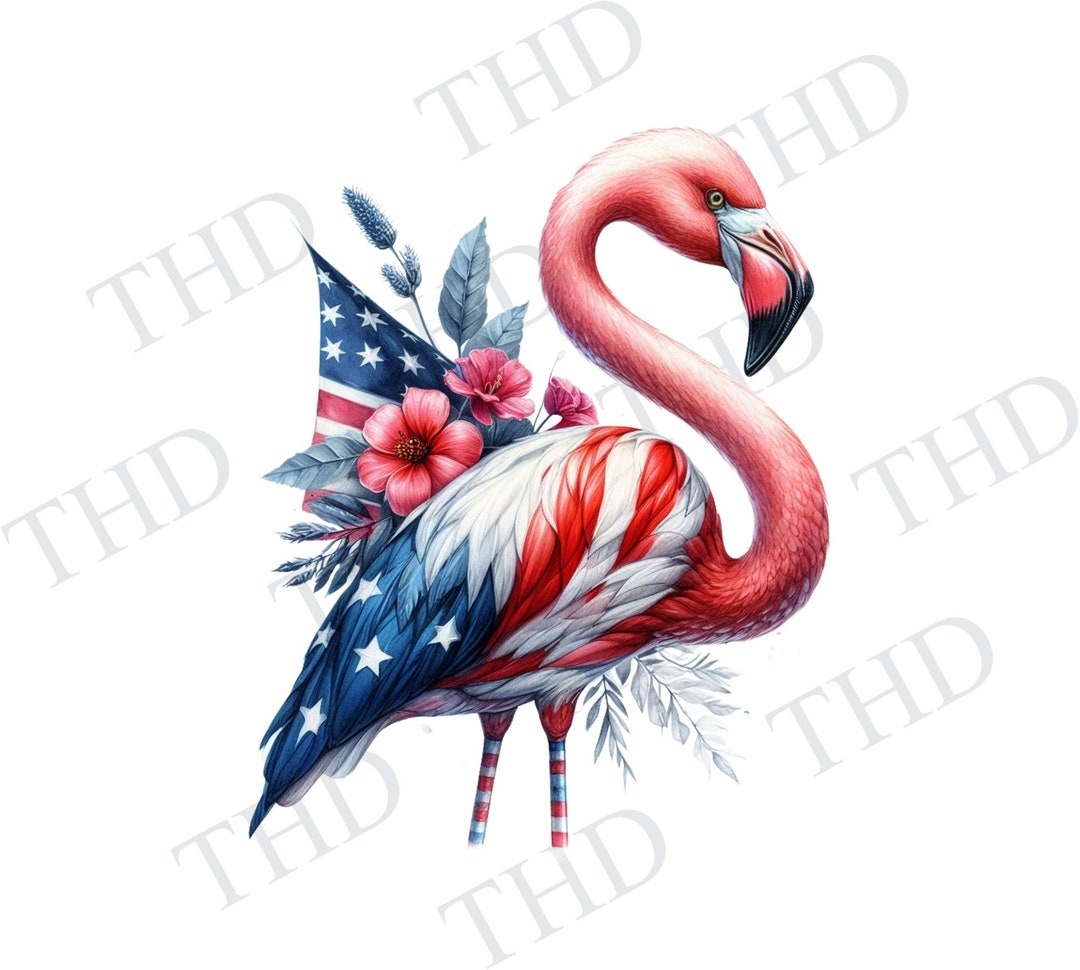 Patriotic Flamingo, 4th of July Png/clipart - Etsy