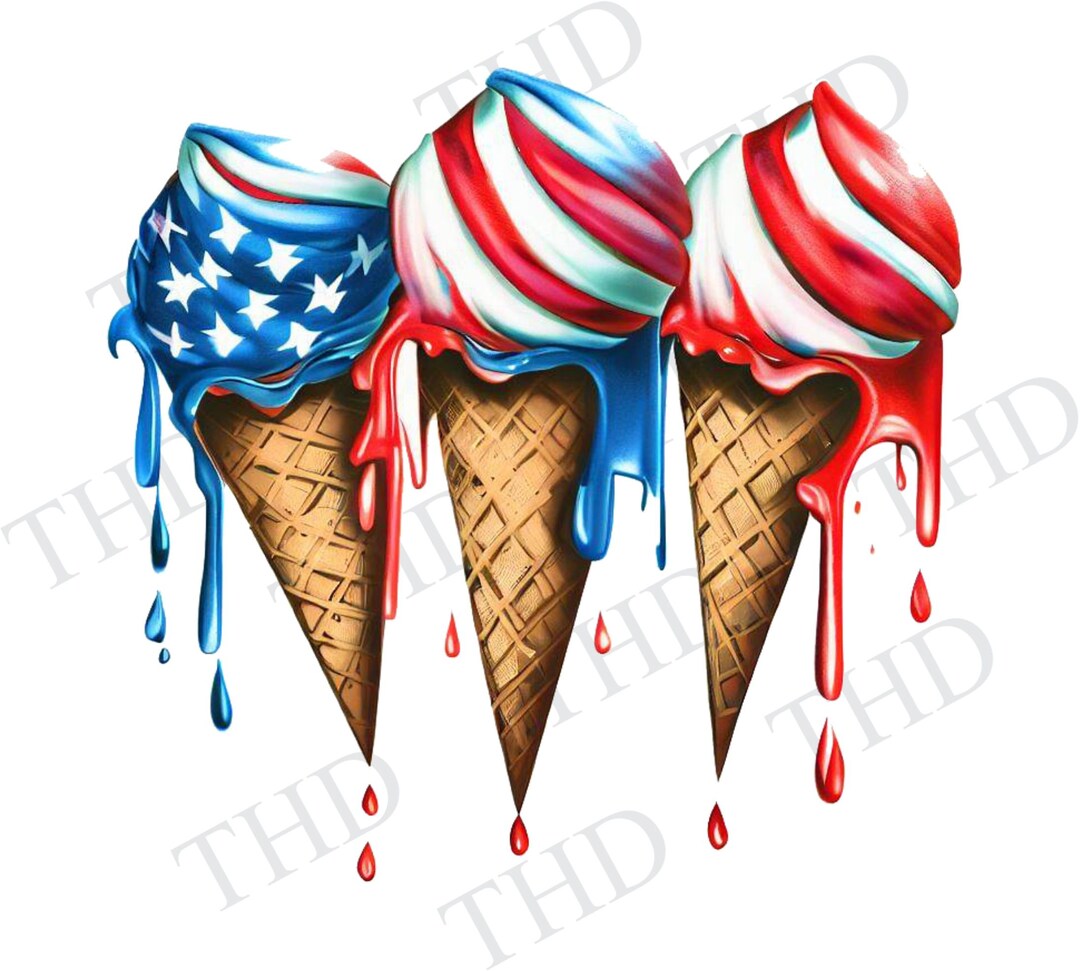Patriotic Ice Cream Red White and Blue Clipart / PNG Image - Etsy