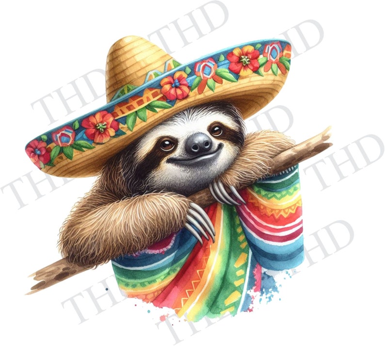 Cinco De Mayo Sloth Clipart / PNG Image - Etsy