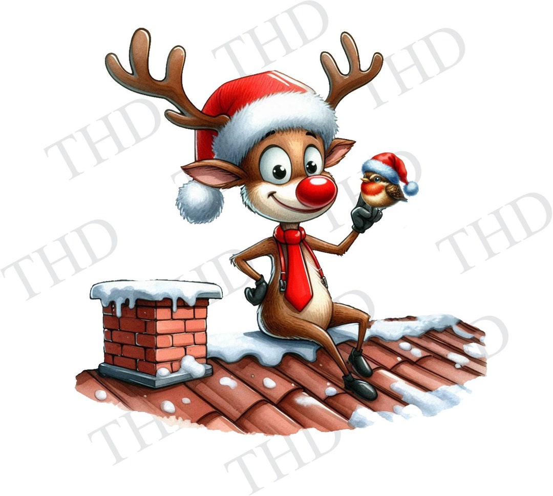 Rudolph Christmas Reindeer Downloadable Image, Holiday Tree, Christmas ...