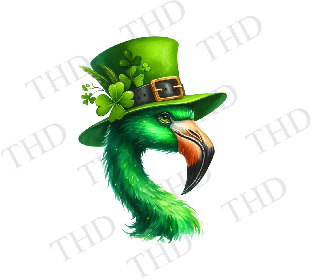 St. Patrick Flamingo Downloadable Image for T-shirts, Cardmaking, Png ...