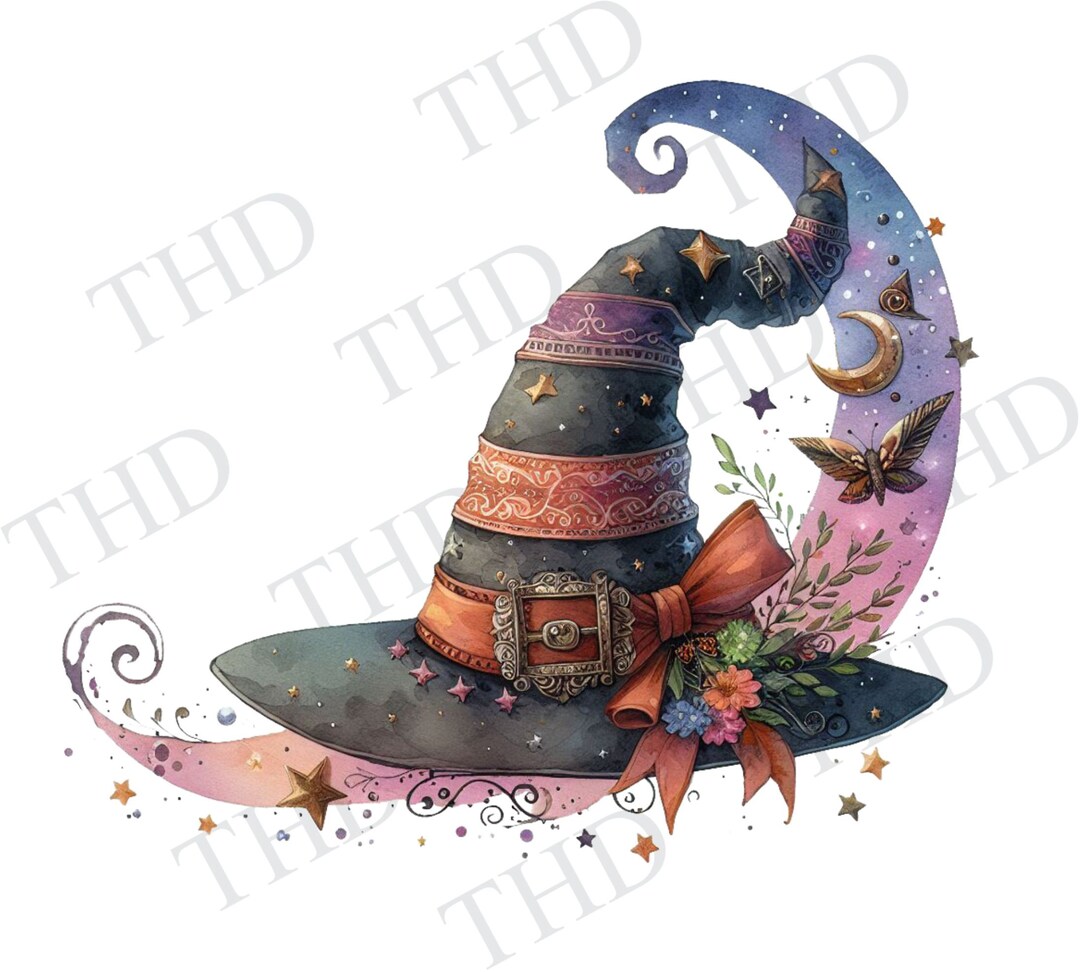 Halloween Witch's Hat Clipart, Halloween Decor JPG/PNG Image for ...