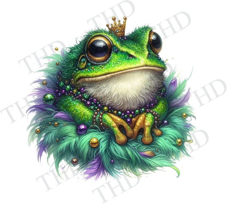 Funny Mardi Gras King Frog PNG/JPG Clipart for Sublimation/heat Press ...