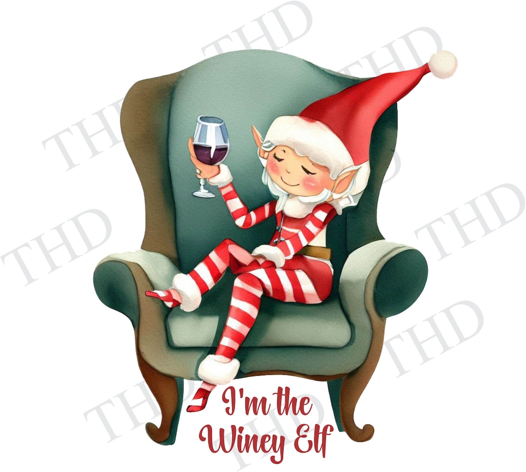 Christmas Elf Drinking Wine PNG Clipart for Sublimation/heat - Etsy