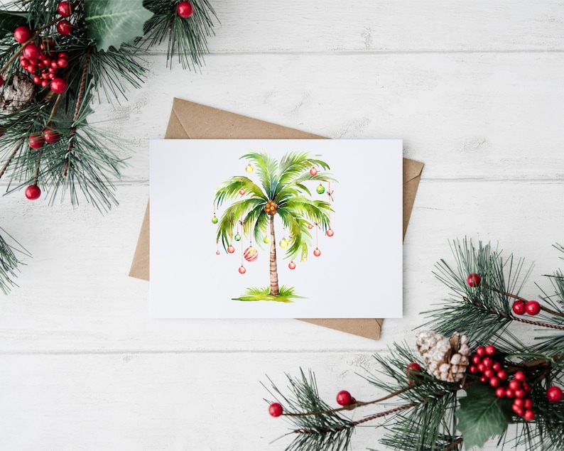 Tropical Palm Christmas Tree/ Happy Holidays PNG, Clipart for ...