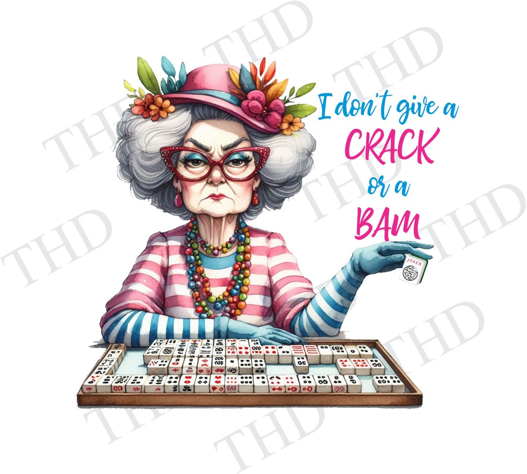 Funny Mah Jongg Grouchy Lady, PNG, Mah Jongg Player, Mahjong Clipart ...