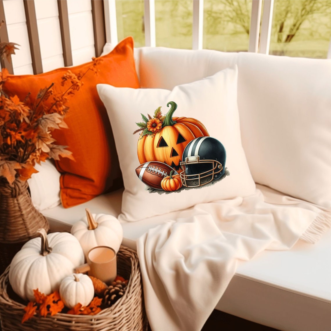 Fall Pumpkins and Football PNG, Clipart for Sublimation/heat Press ...
