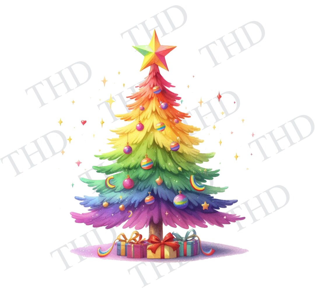 Rainbow Christmas Tree PNG, Clipart for Sublimation/heat Press - Etsy