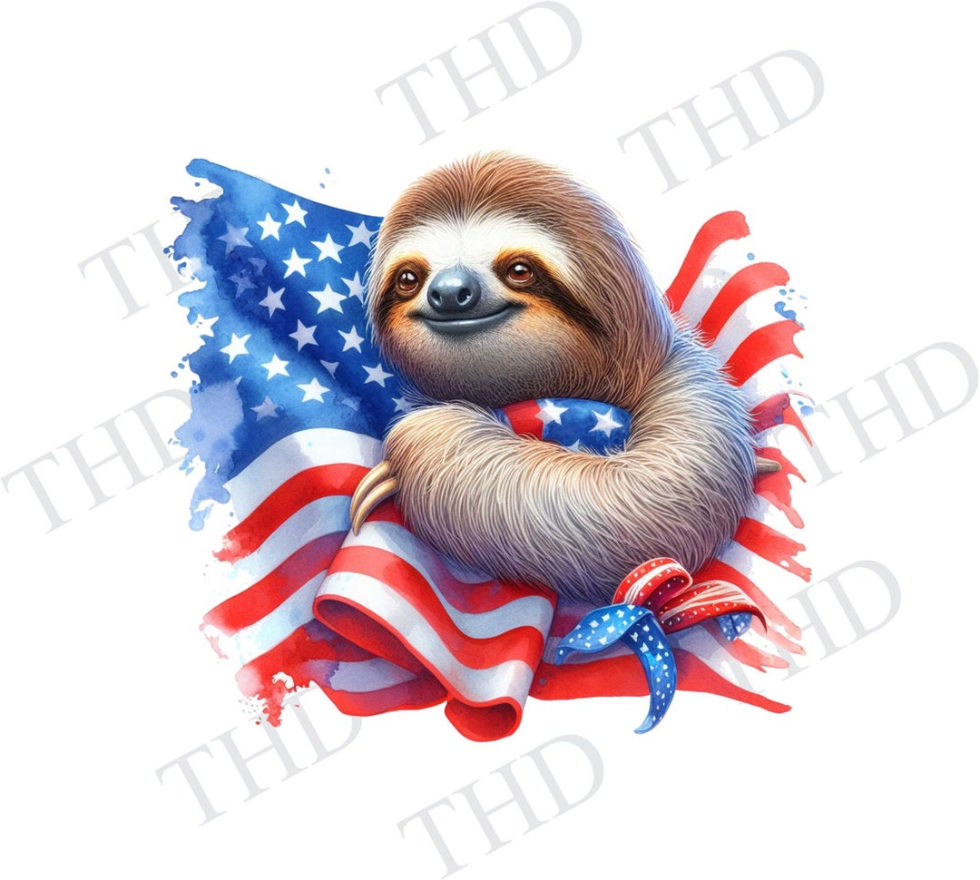 Patriotic Sloth Clipart / PNG Image - Etsy