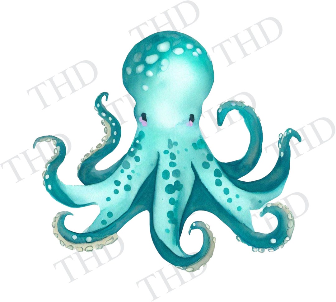 Watercolor Octopus Png/clipart - Etsy