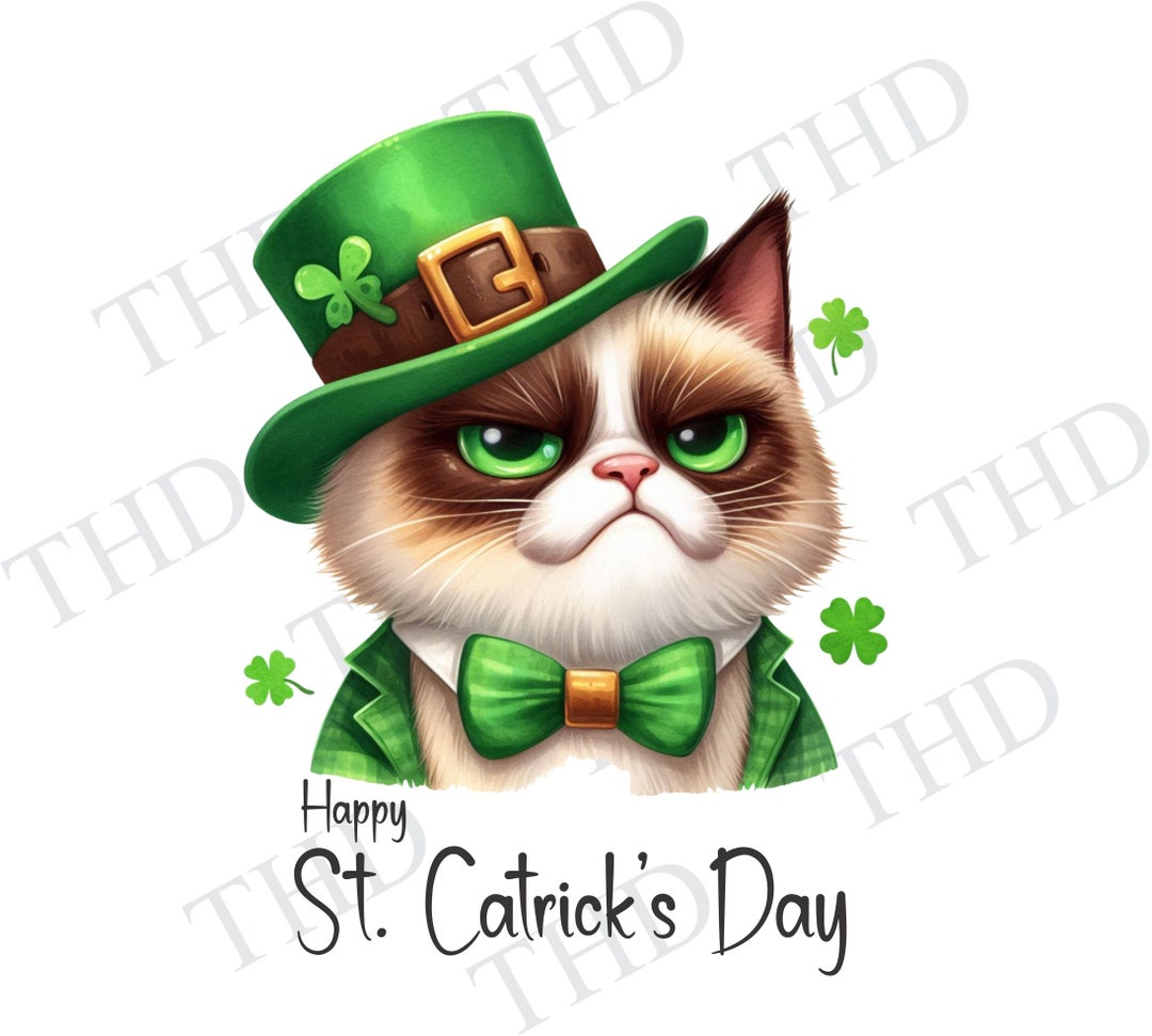St. Catrick's Day/ St Patrick's Day Cat/png/clipart Image/graphic - Etsy