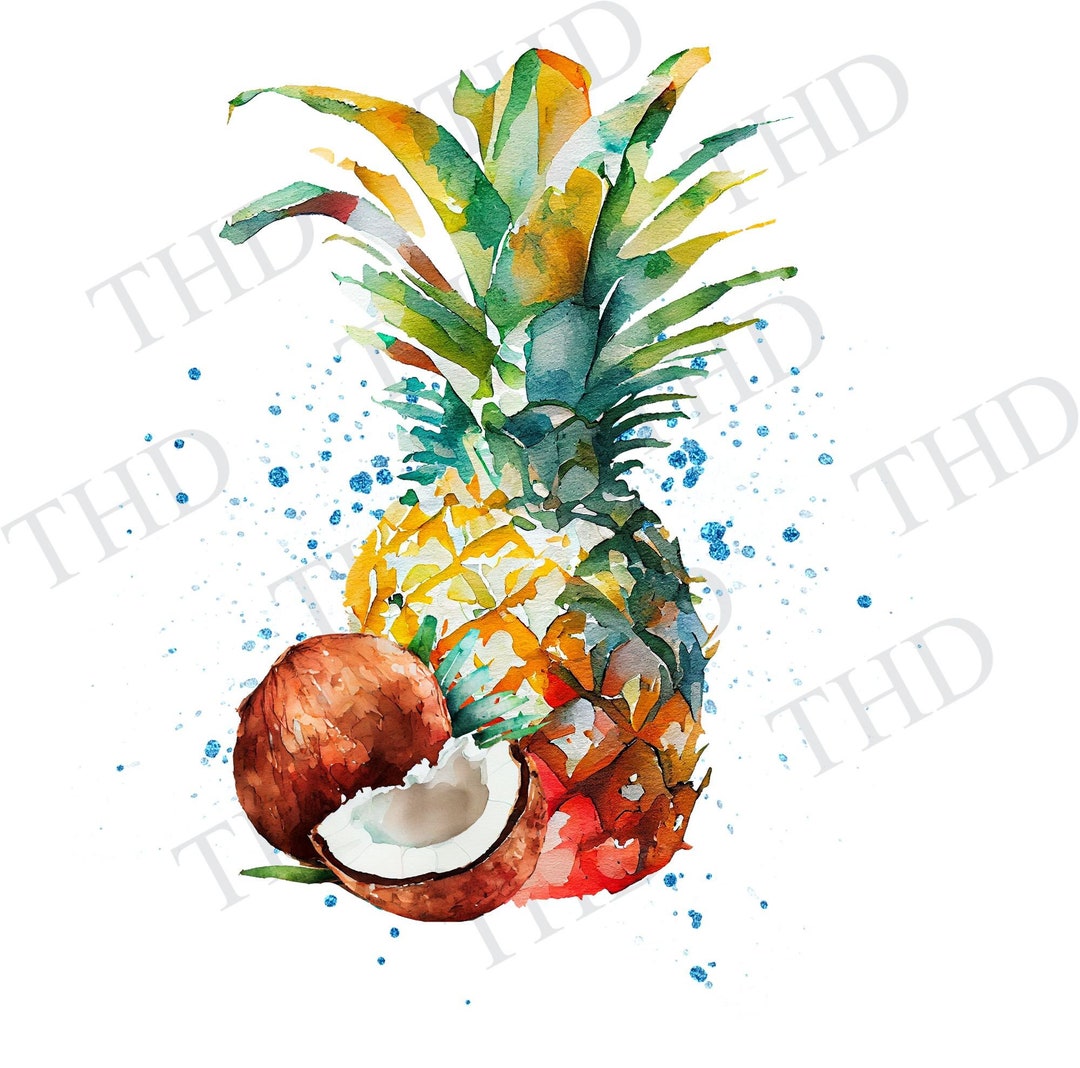 Pineapple and Coconut Png/clipart - Etsy