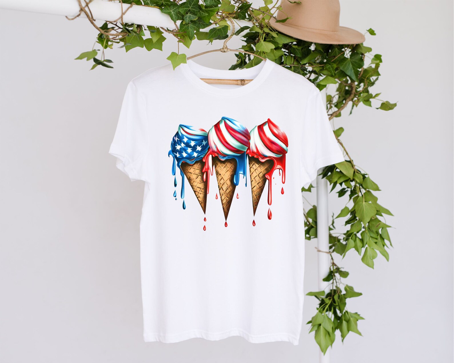 Patriotic Ice Cream Red White and Blue Clipart / PNG Image - Etsy