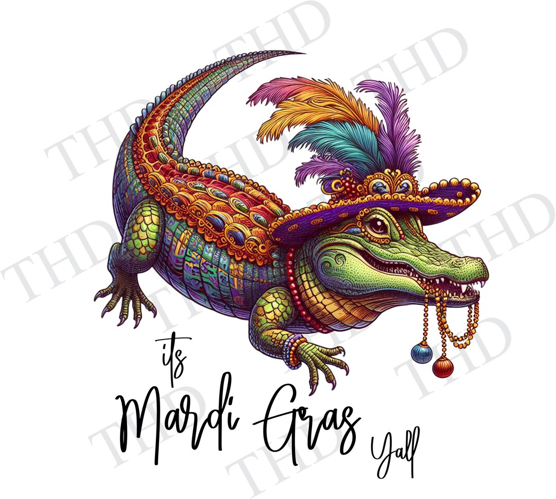 Mardi Gras Gator PNG Clipart for Sublimation/heat Press - Etsy