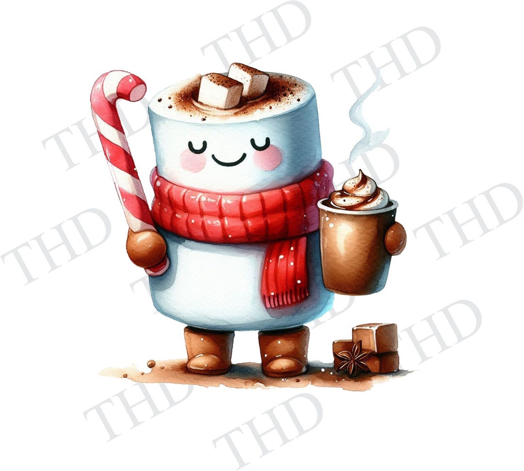 Christmas Marshmallow Man, Downloadable Image, Christmas PNG, Clipart ...