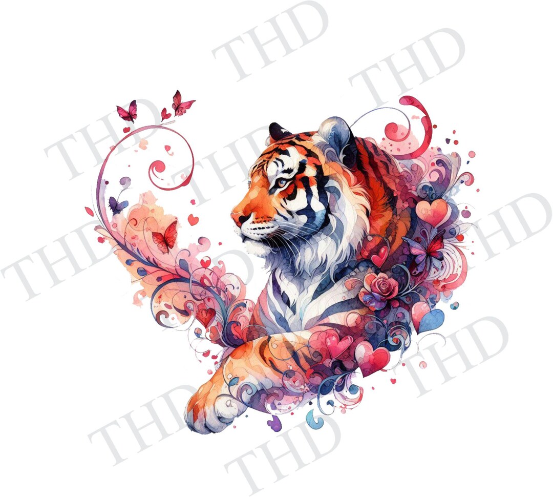 Valentine Tiger Downloadable Image, PNG, Clipart for Sublimation/heat ...
