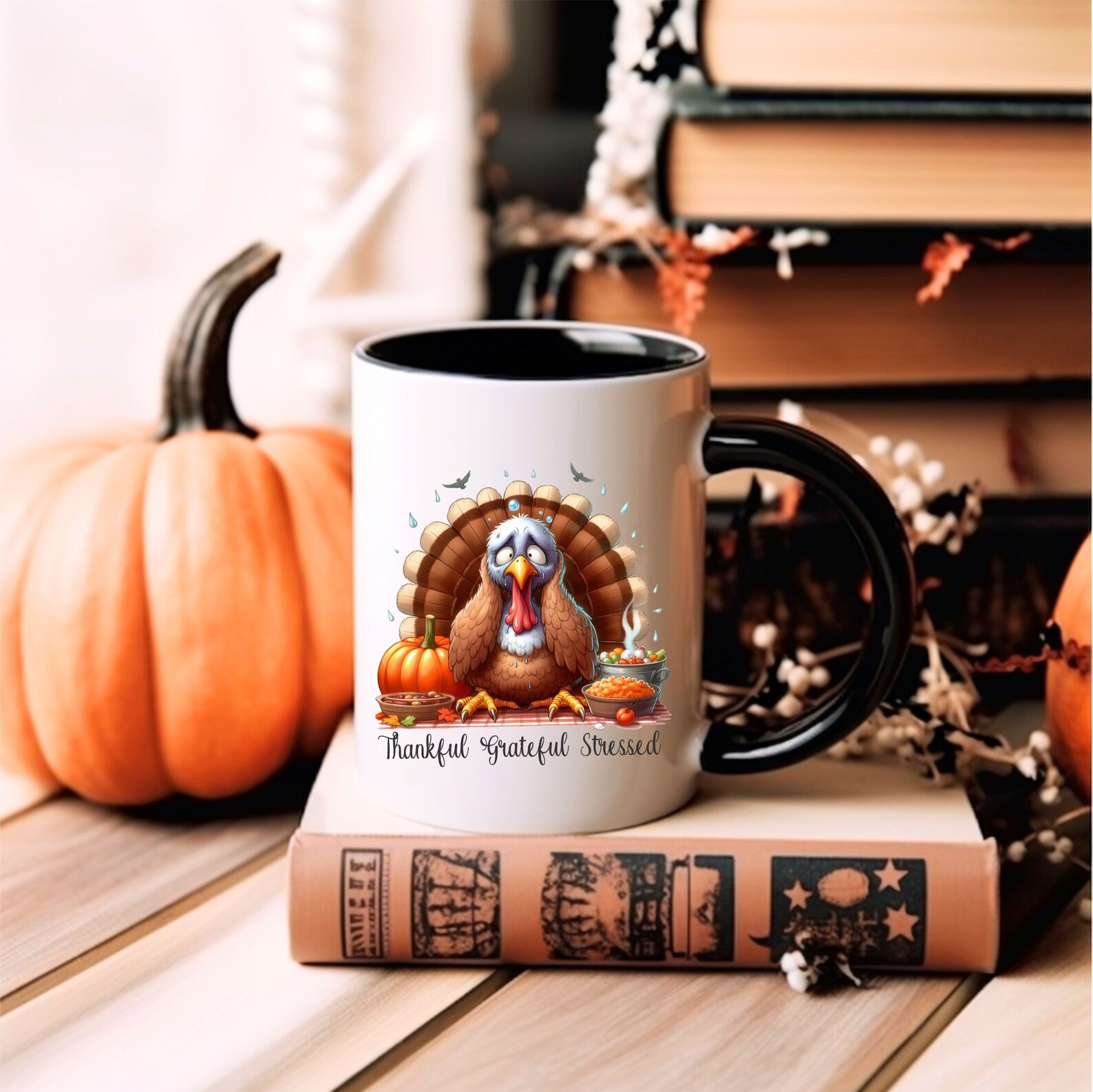 Funny Thanksgiving Turkey, Thankful Grateful Stressed, Digital Download ...