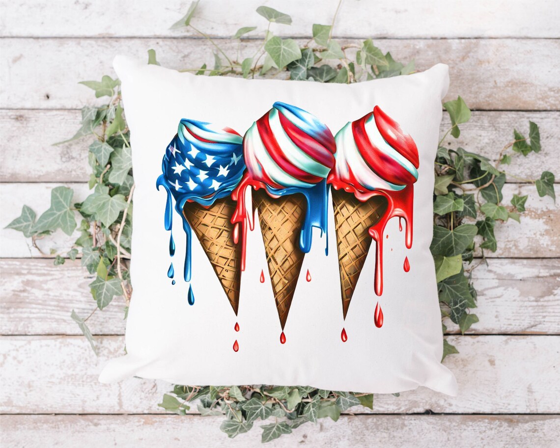 Patriotic Ice Cream Red White and Blue Clipart / PNG Image - Etsy