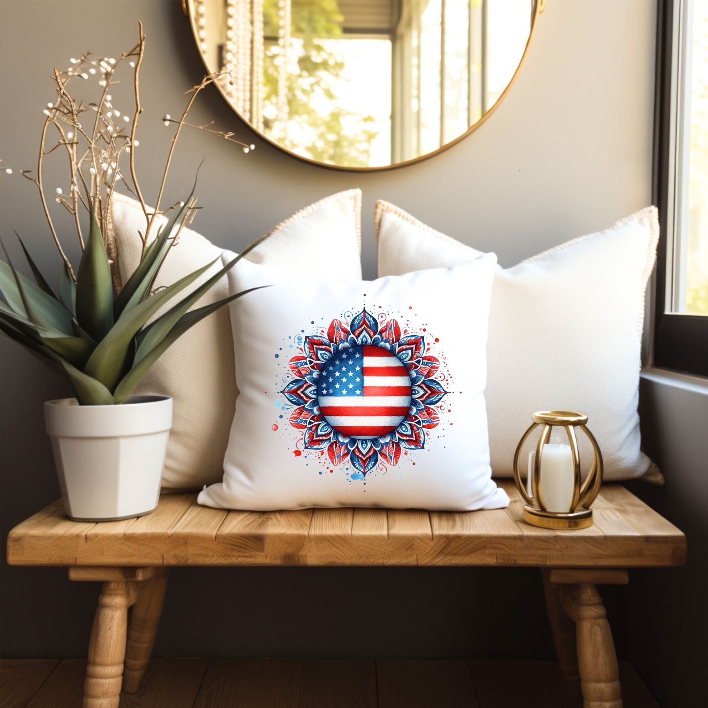 American Flag Mandala: Patriotic Clipart Image (PNG/JPG Digital ...