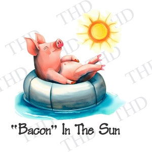 Pig in A Pool Float, Bacon in the Sun, Funny Summer Graphic, Clipart ...