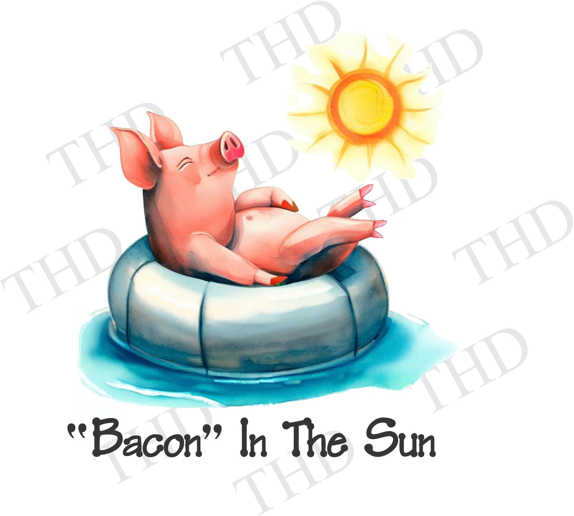 Pig in A Pool Float Bacon in the Sun Funny Summer Graphic - Etsy