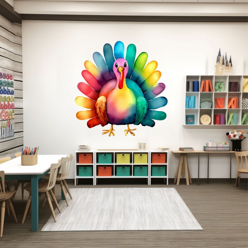 Rainbow Color Turkey/colorful Turkey/fall/thanksgiving PNG, Clipart for ...