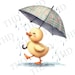 Nursery Print, Duck Walking in the Rain, Baby Animals Clipart for ...