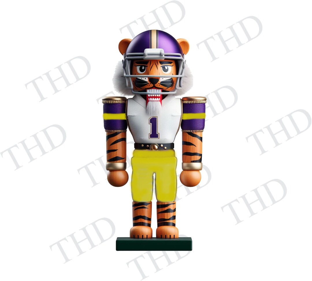 Tiger Nutcracker, Purple and Gold Football Christmas, Happy Holidays ...