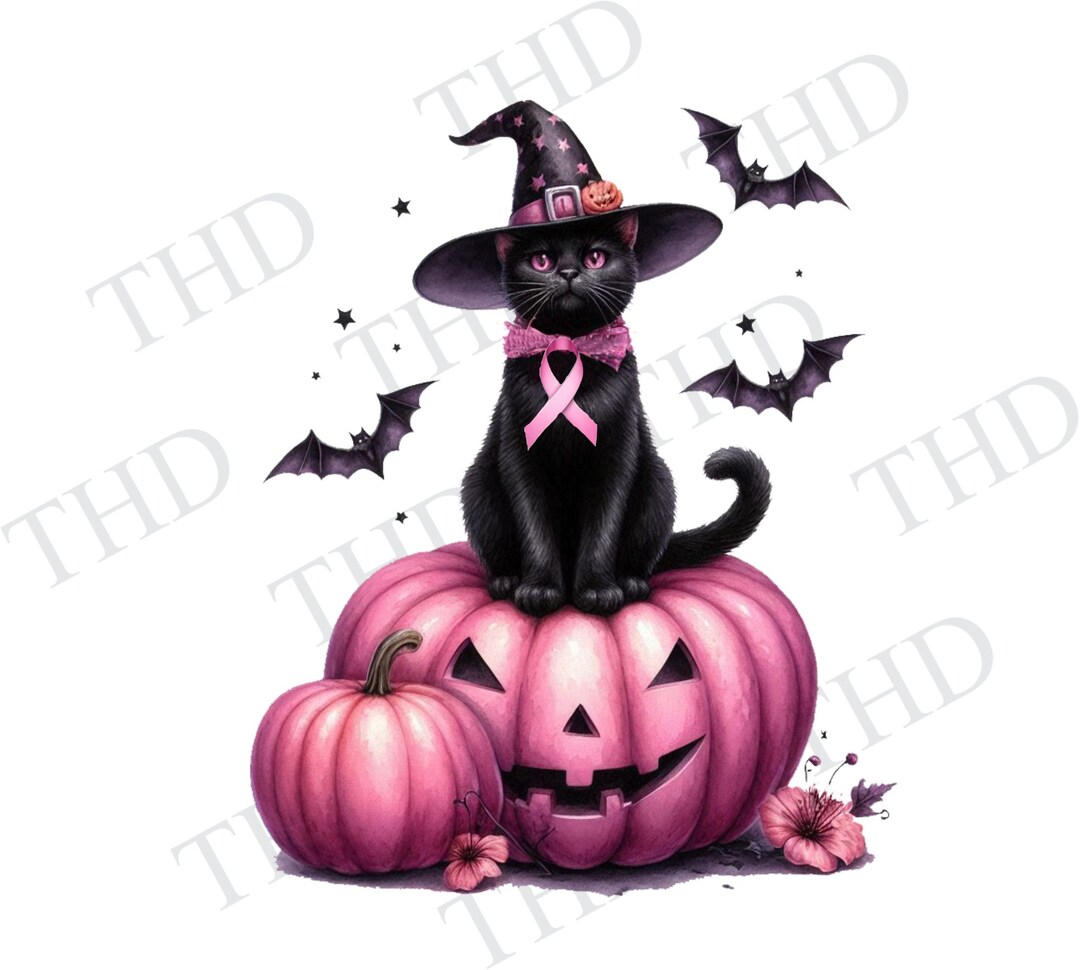 October Black Cat Dressed in Pink, Breast Cancer Awareness, PNG/JPG ...