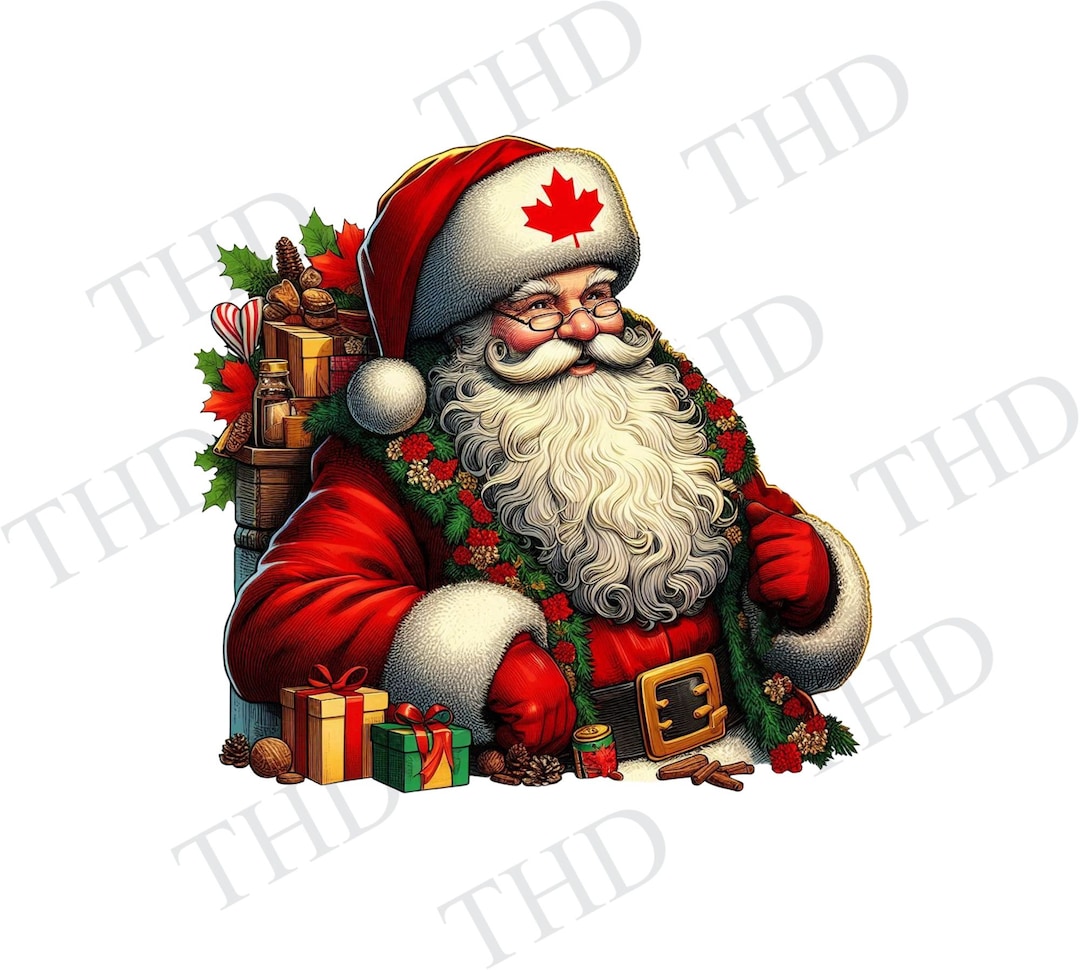 Canadian Santa Downloadable Image, Christmas PNG, Clipart for ...