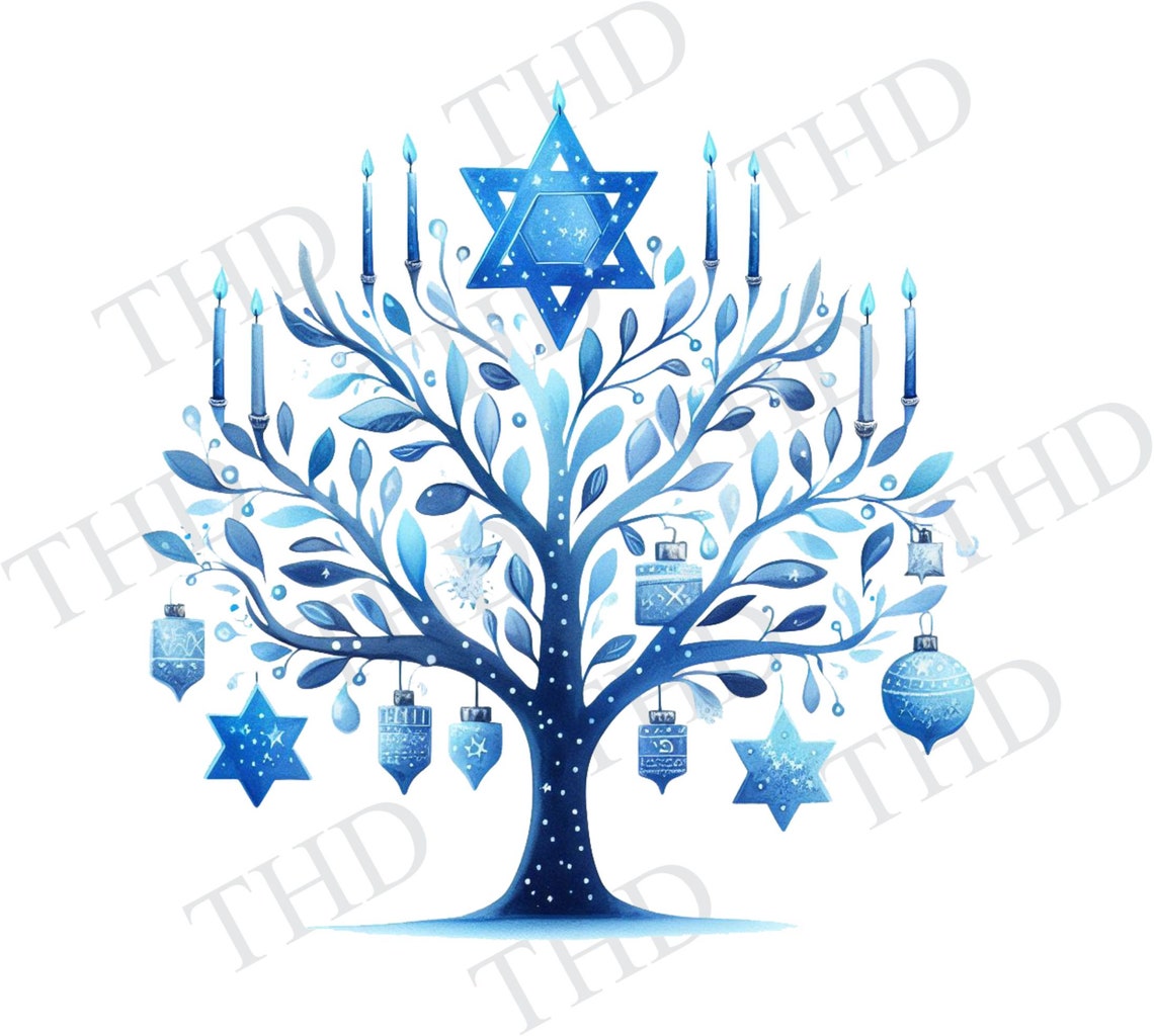 Blue Hanukkah Menorah Tree PNG Clipart (digital Download) - Etsy