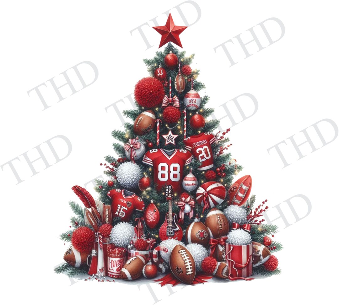 Red and White Football Christmas Tree Clipart (PNG/JPG) - Etsy