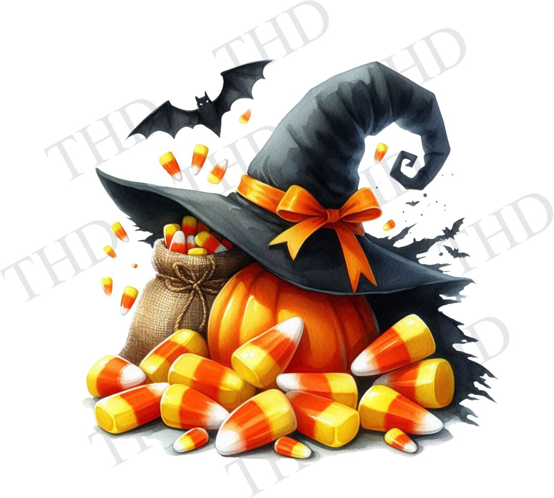 Candy Corn Witch Hat Clipart: Halloween Image (JPG/PNG) - Etsy