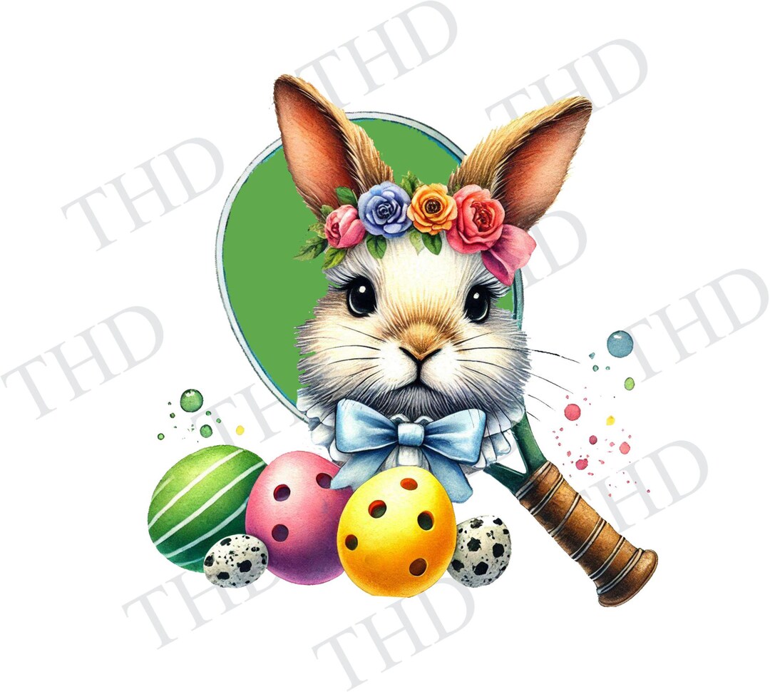 Easter Bunny Pickleball Png/jpg/clipart, Easter Decor, Easter Image for ...