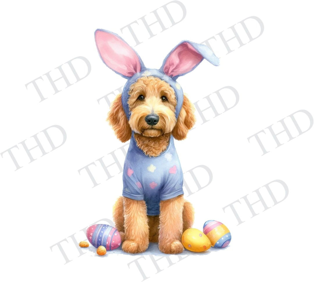 Goldendoodle Dog Easter Bunny Png/clipart - Etsy