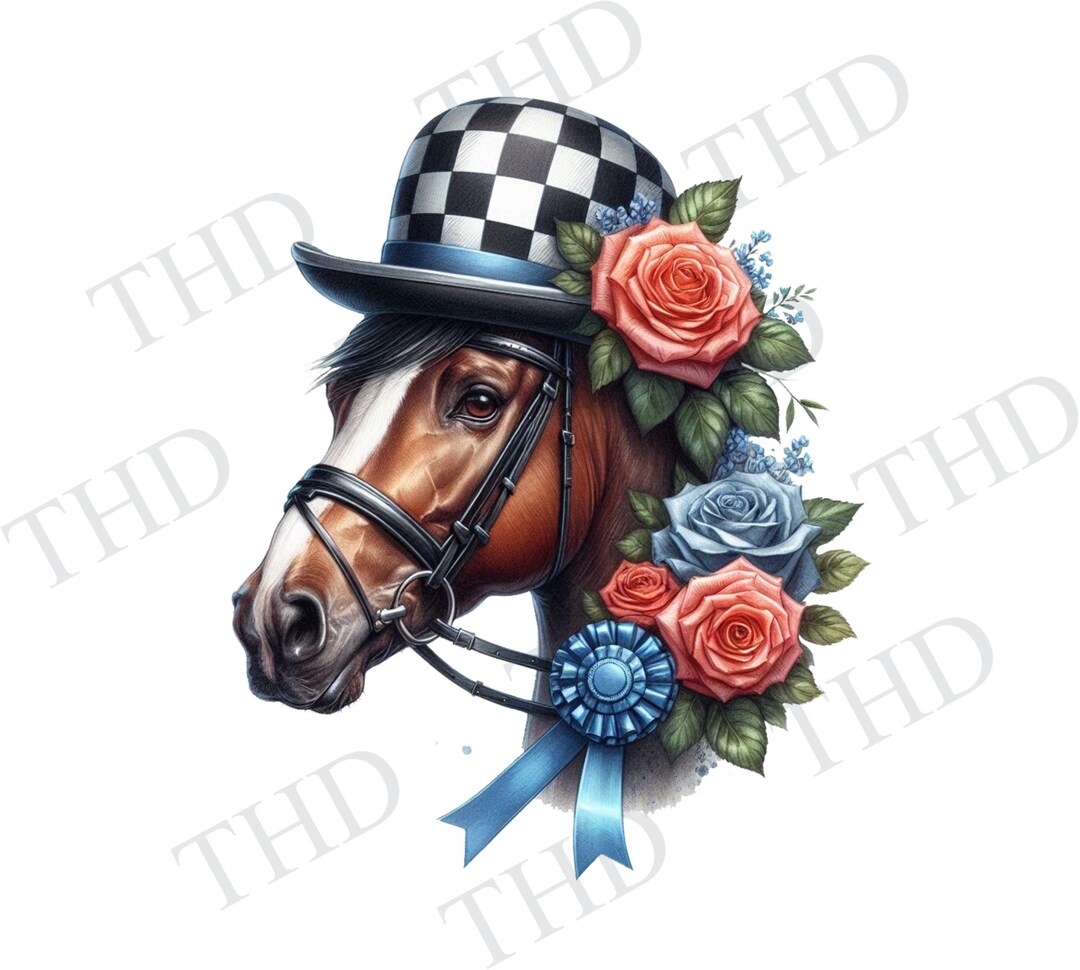 Derby Horse Clipart: Winning Horse With Roses (PNG/JPG Digital Download ...