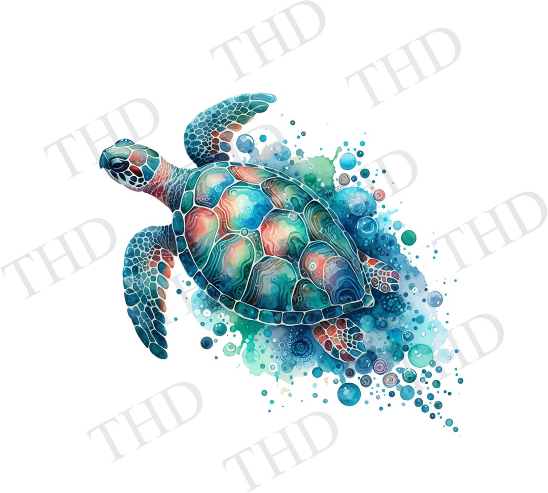 Watercolor Sea Turtle Png/clipart - Etsy
