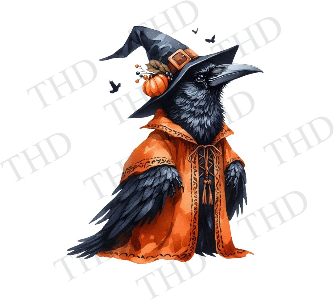 Black Crow Witch, Halloween Decor JPG/PNG, Clipart for Sublimation/heat ...