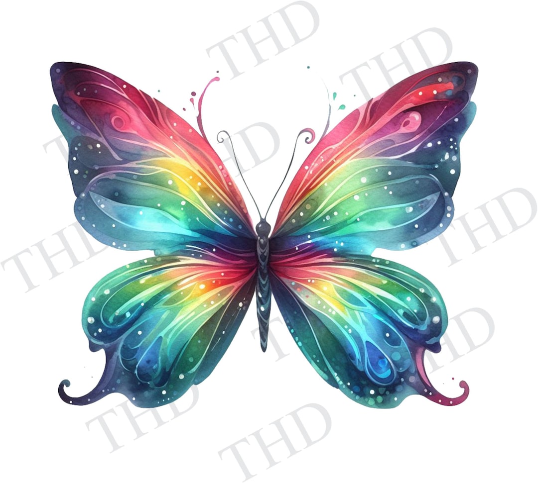 Rainbow Butterfly Clipart / PNG Image - Etsy