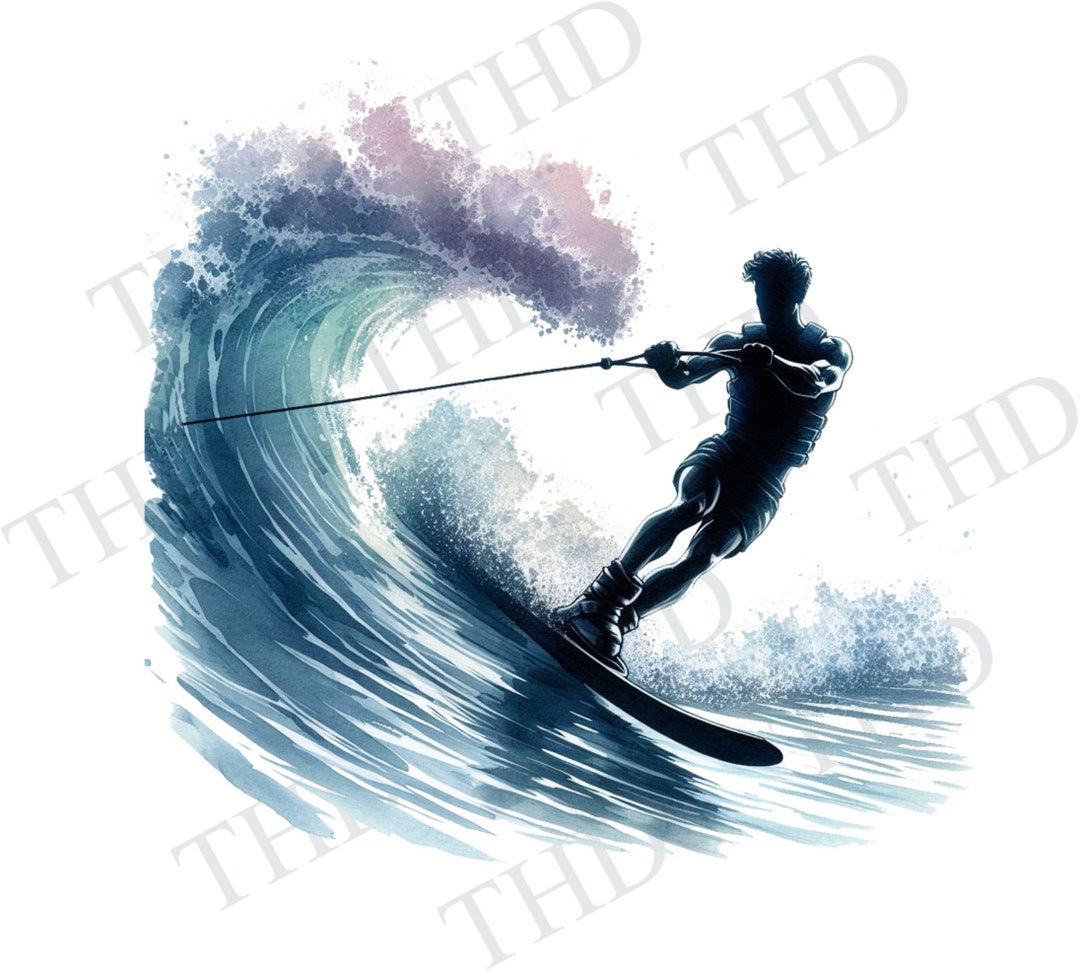 Male Water Skier Design Clipart Jpg/png Lake Life Water Sports Graphic ...