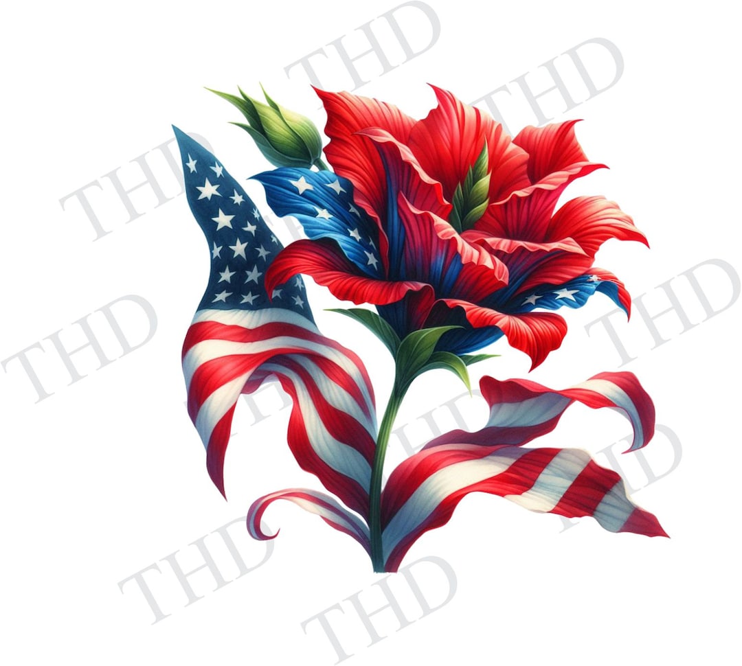 Patriotic Flower, Patriotic Décor, Clipart / PNG Image - Etsy