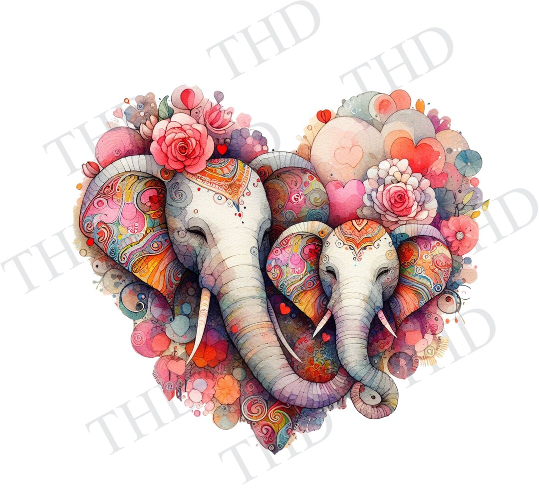 Valentine Elephants PNG, Clipart for Sublimation/heat Press - Etsy