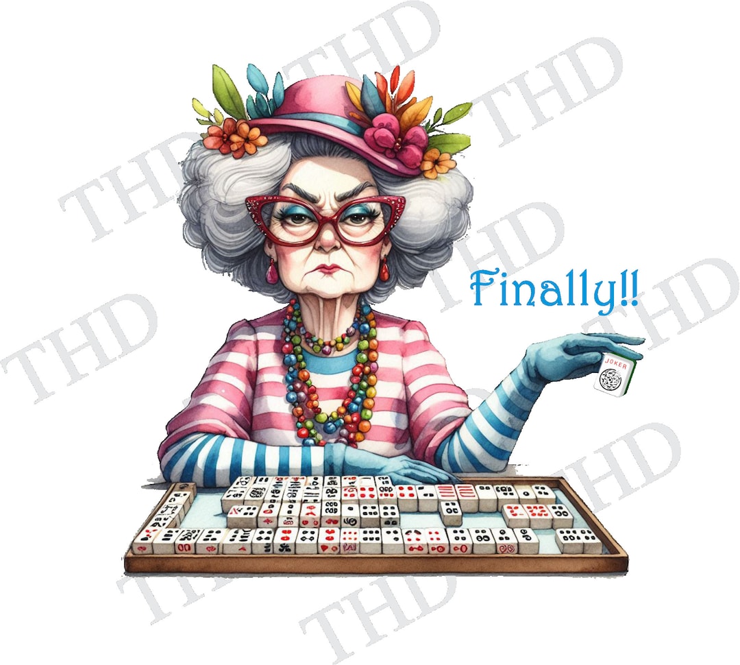Funny Mah Jongg Lady, Mah Jongg Player, Mah Jongg Downloadable Clipart ...