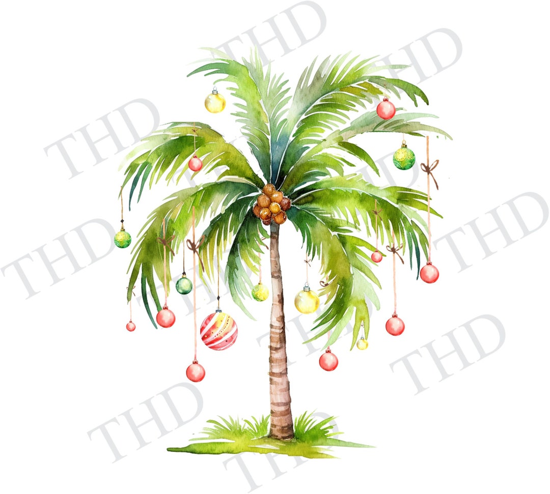 Tropical Palm Christmas Tree/ Happy Holidays PNG, Clipart for ...