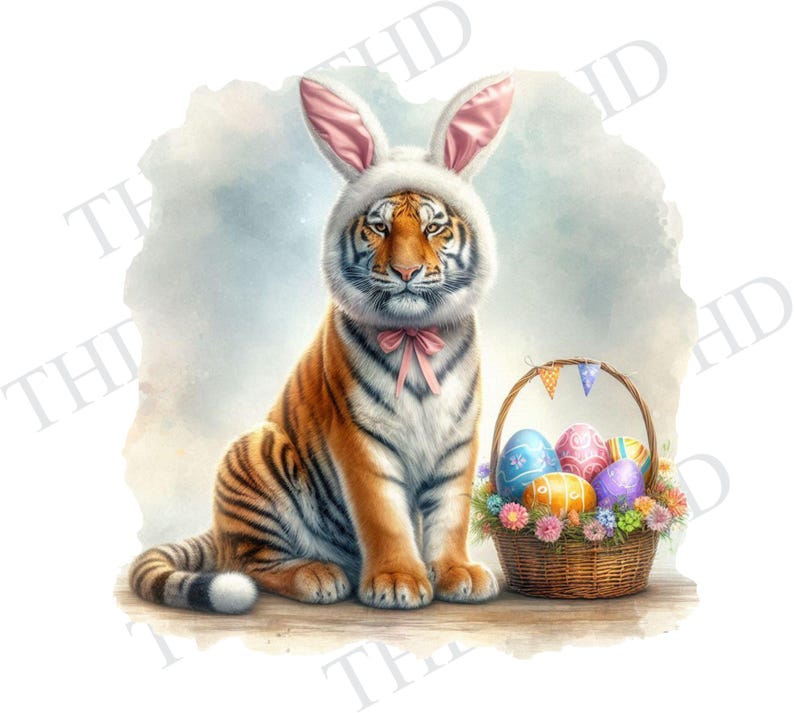 Tiger Easter Bunny Png/clipart - Etsy