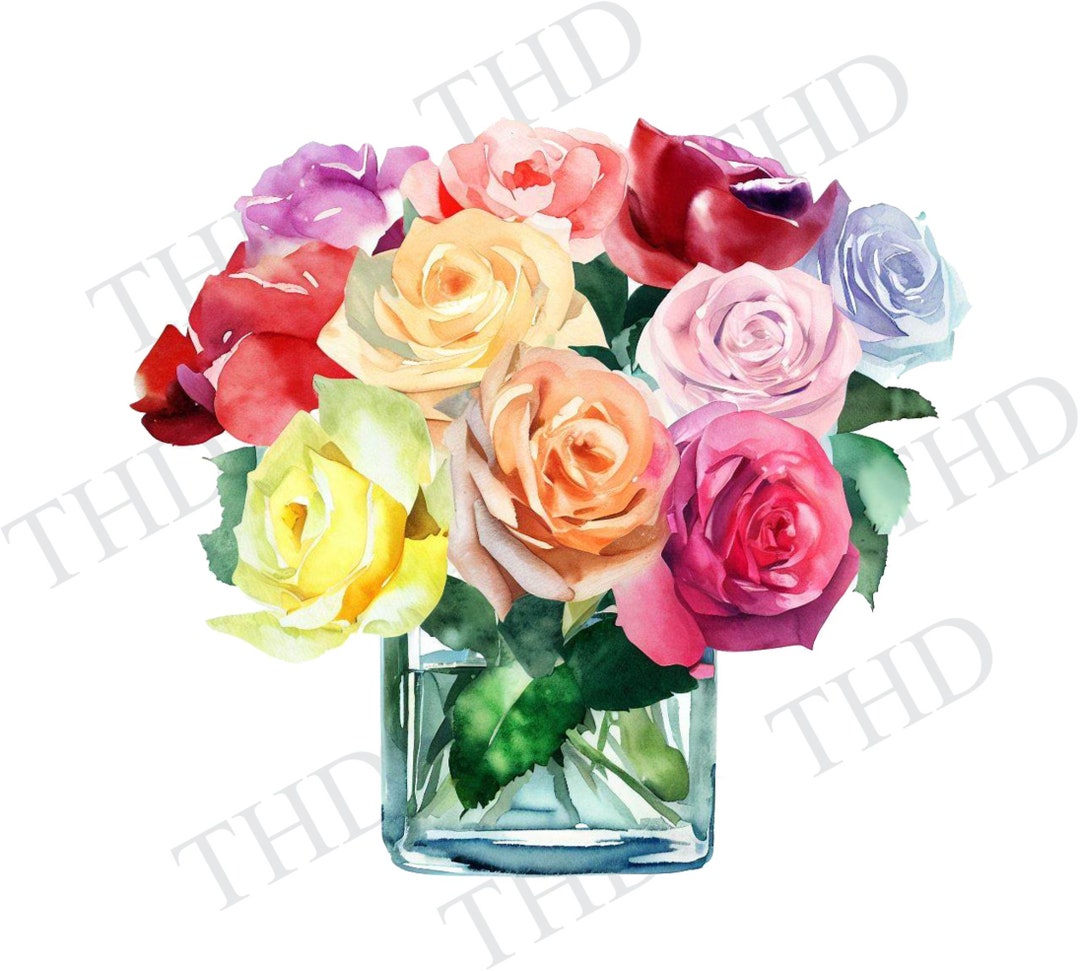 Multi Colored Roses Clipart / PNG Image - Etsy